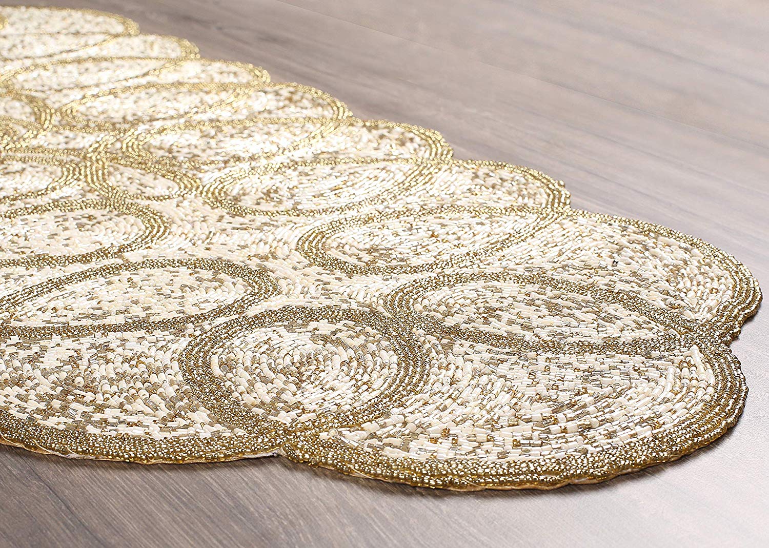 Gold outline Beaded Table Mat/Table Runner/Tableware/Placemat - FAZZILET