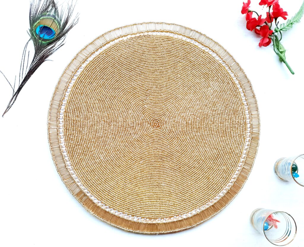 Fazzilet Handcrafted Beaded Round Table Mat – Elegant design - FAZZILET
