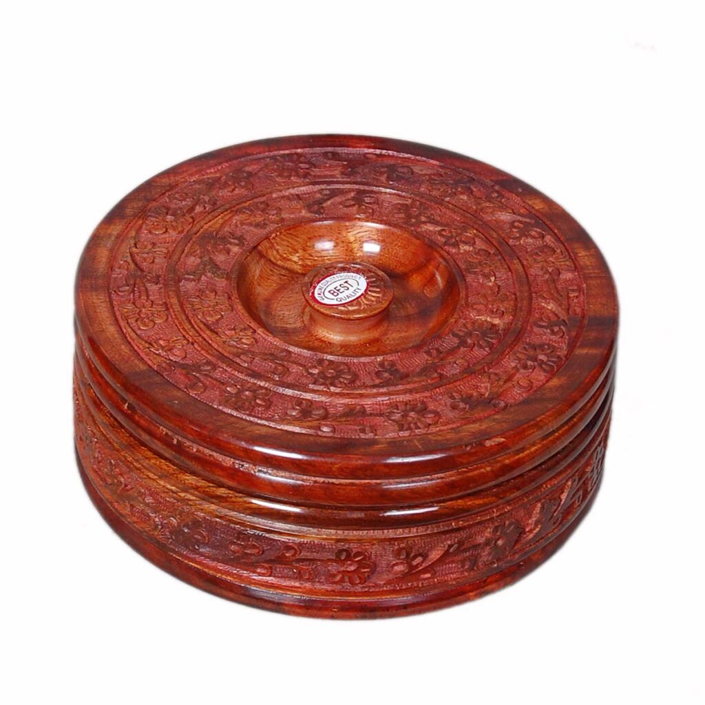 Chapati Box in Sheesham Wood – Roti Casseroles / Roti Boxes /Roti Dabba ...